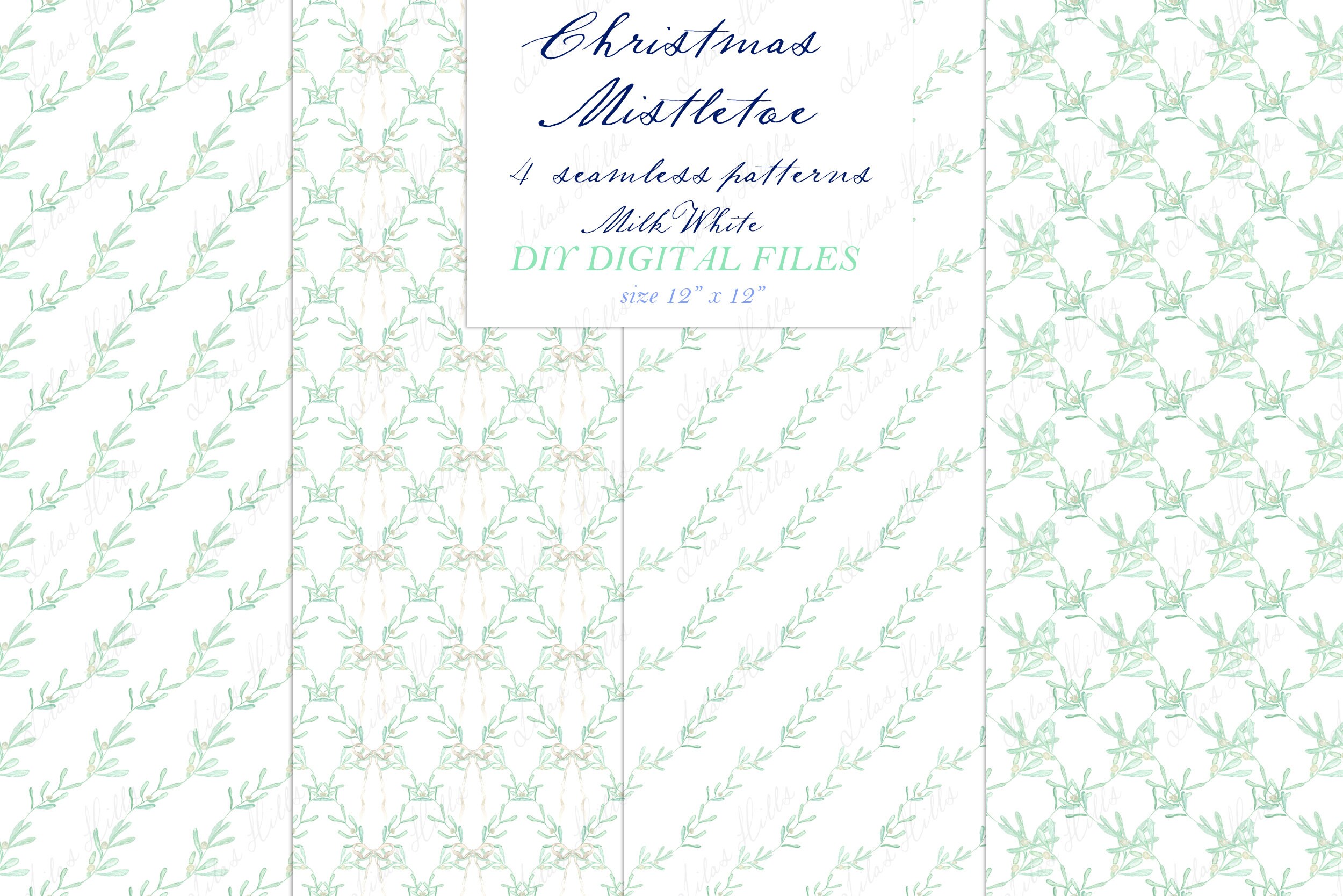 Mistletoe Christmas. DIY Digital Clipart. Digital Paper Frames - Etsy