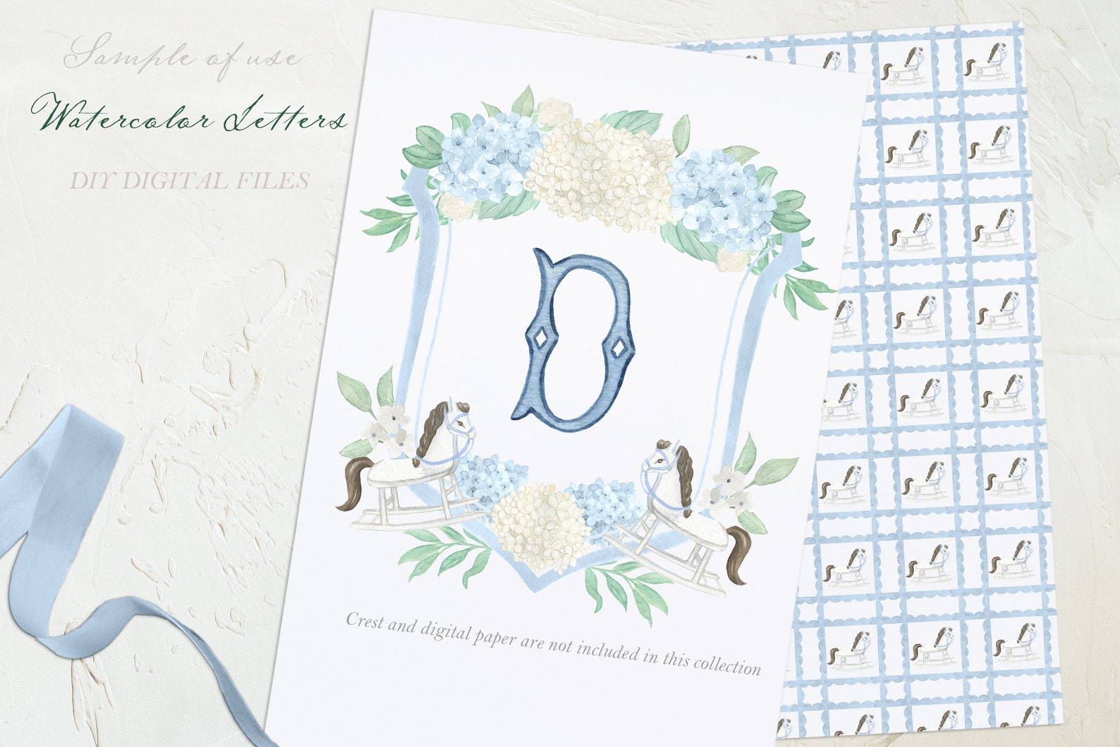 Medieval Watercolor Letter Monogram, Light Blue Calligraphy (PNG ...