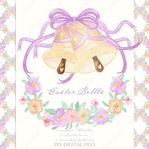 Easter Bells DIY Digital Greenery Paper Frames Watercolor Clipart Grand ...