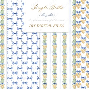 Jingle Bells Vintage Christmas. Navy Blue and Spruces DIY Digital ...