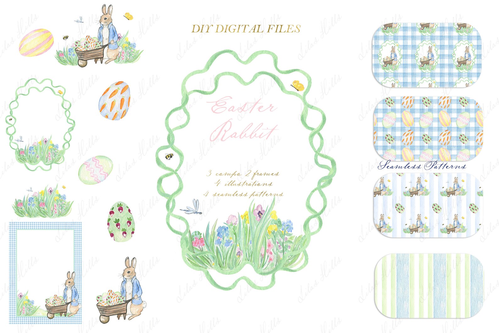 Easter Rabbit Spring DIY Digital Peter Rabbit Frame Grand Millennial ...