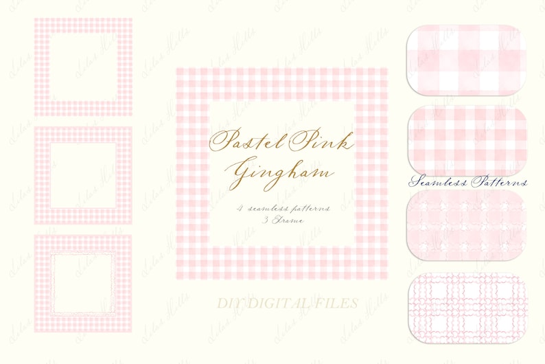 Gingham Pastel Pink Pattern Frames DIY Baby Shower Invitation Digital ...