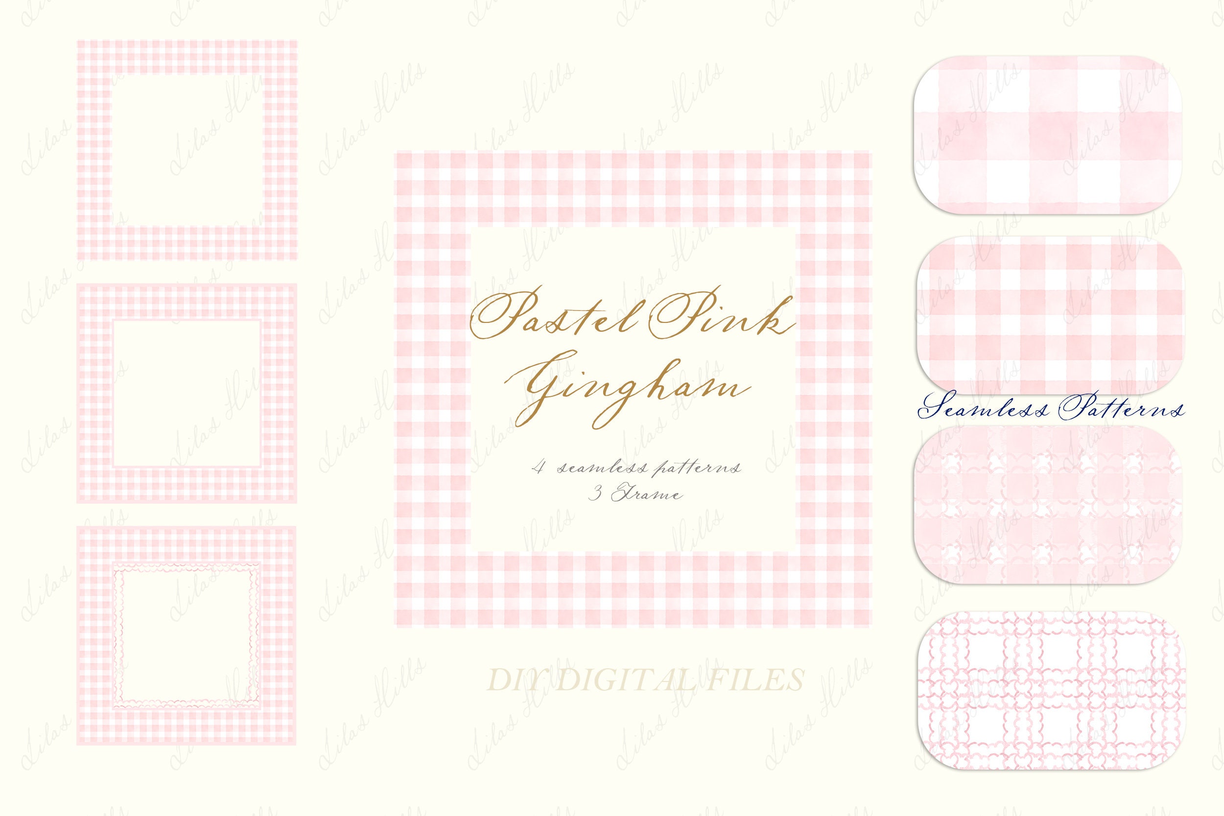 Gingham Pastel Pink Pattern Frames DIY Baby Shower Invitation - Etsy