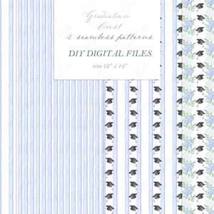 Graduation Blue Family Crest DIY Light Blue Digital Papers Watercolor ...
