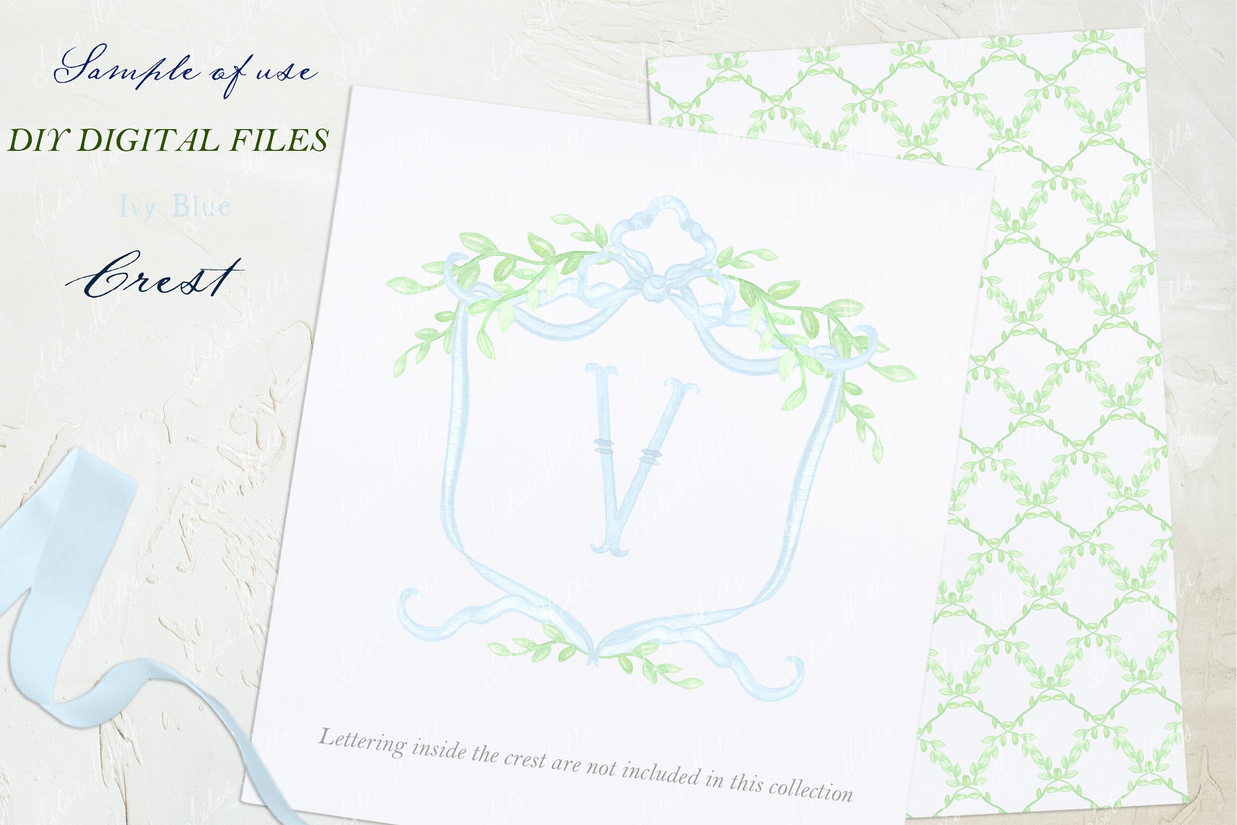 Ivy Branch Watercolor Light Blue Crest Baby Girl DIY Hospital Door Sign ...