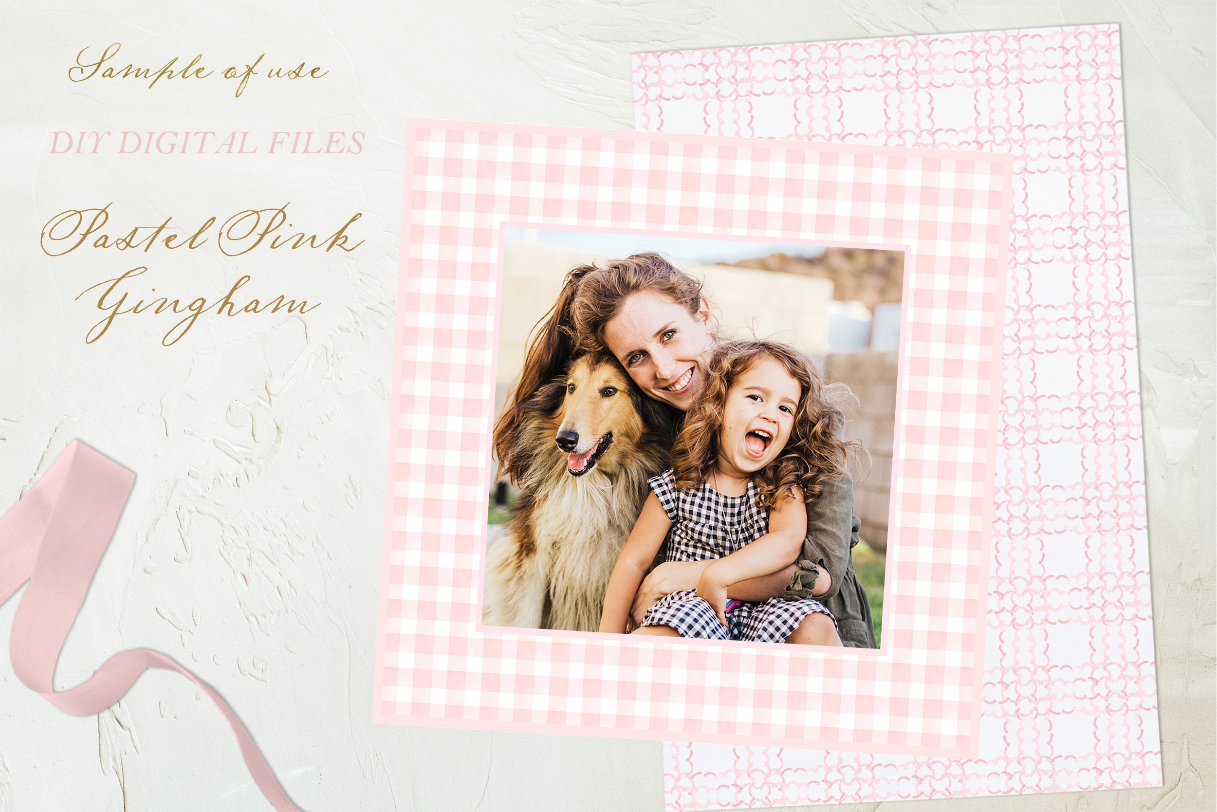 Gingham Pastel Pink Pattern Frames DIY Baby Shower Invitation Digital ...