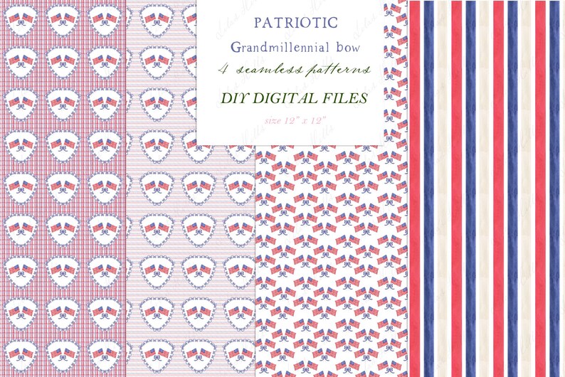 Patriotic Crest Clipart, 4th July, USA, Watercolor (digital Papers) - Etsy