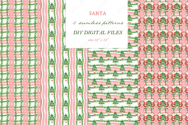 Christmas Watercolor Crest Clipart: Santa, Bows (DIY Digital) - Etsy