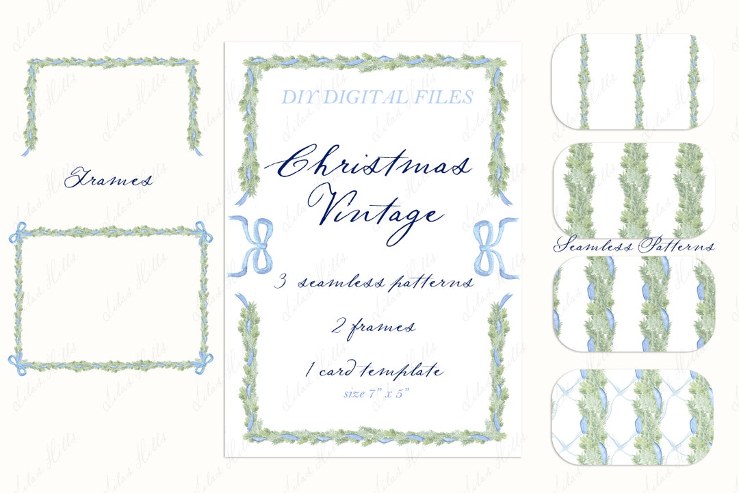 Vintage Christmas. DIY Digital Clipart. Digital Paper Frames Card ...