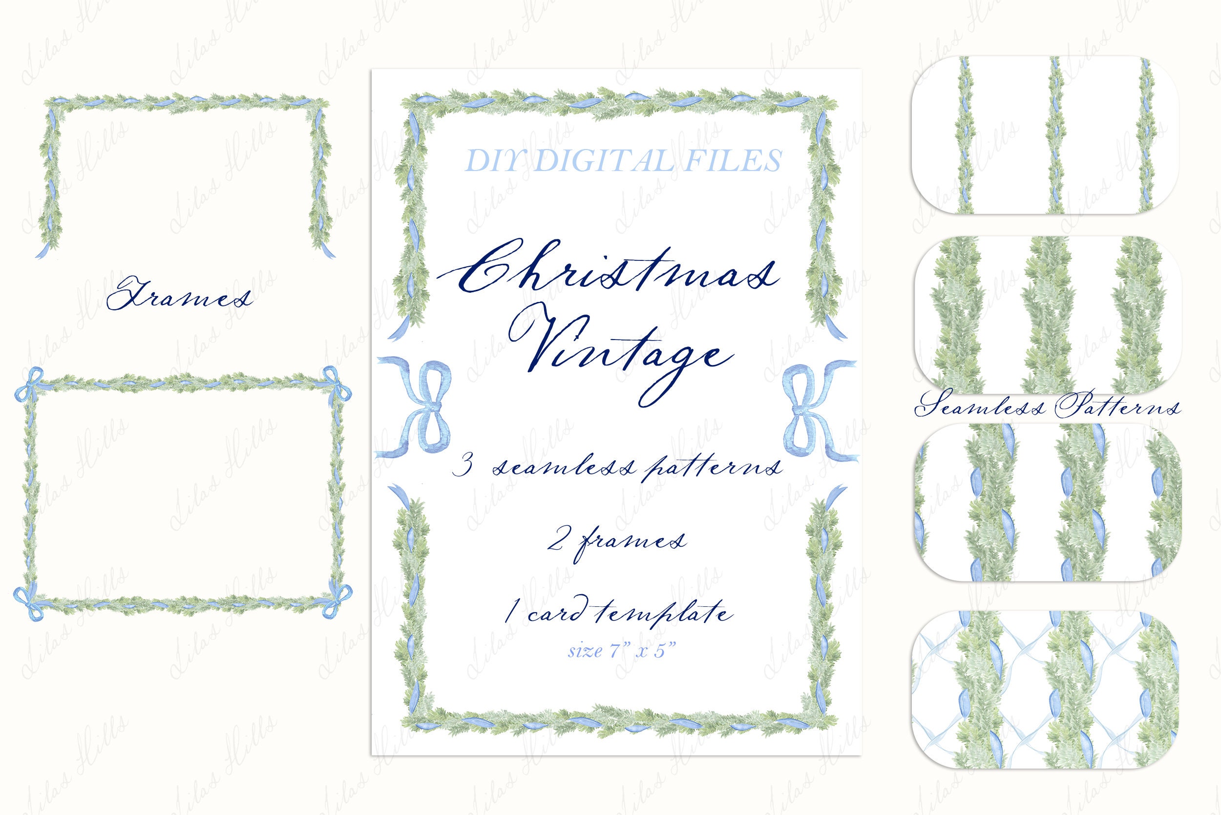 Vintage Christmas. DIY Digital Clipart. Digital Paper Frames Card ...