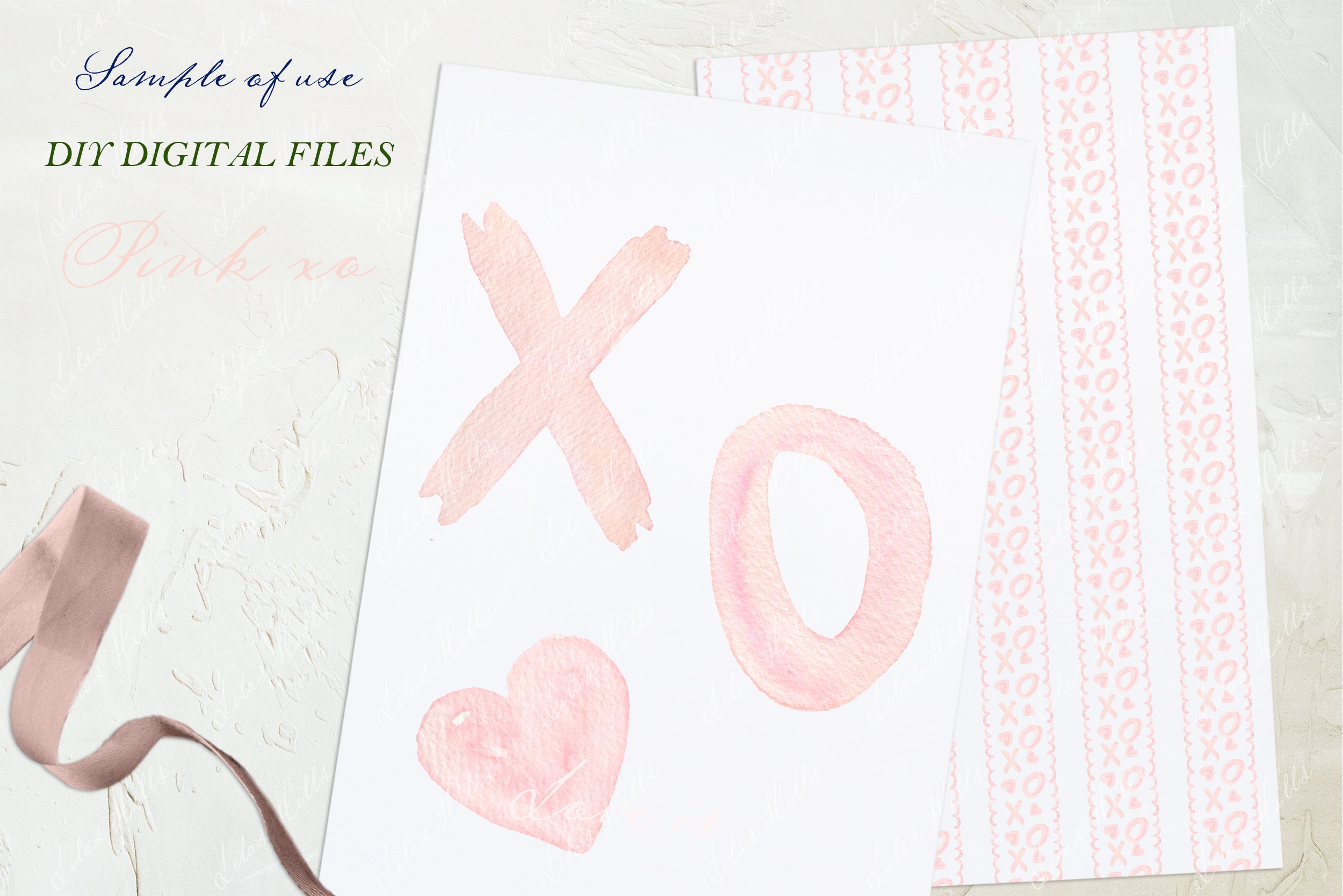 XO Pink Heart Valentines Day Vintage DIY Digital Clipart. Baby - Etsy