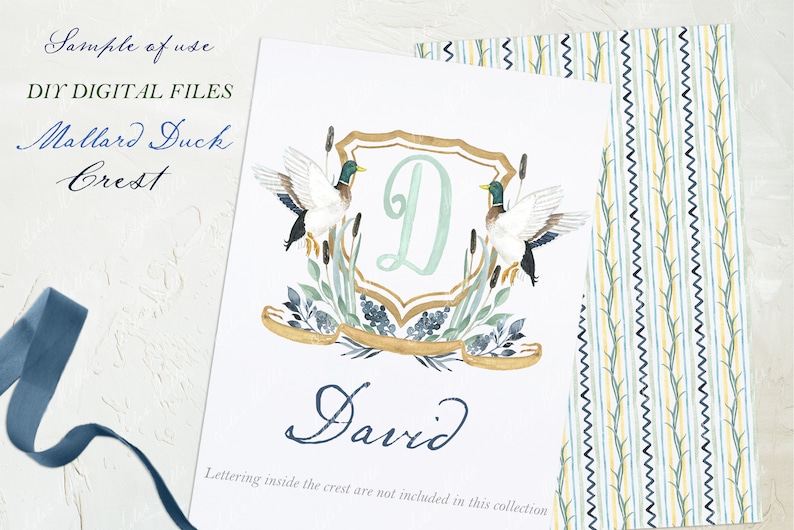 Mallard Duck Wedding Family Crest DIY Dusty Pink Greenery - Etsy