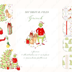 Grinch Clipart Christmas . DIY Digital Clipart. Digital Paper Frames ...