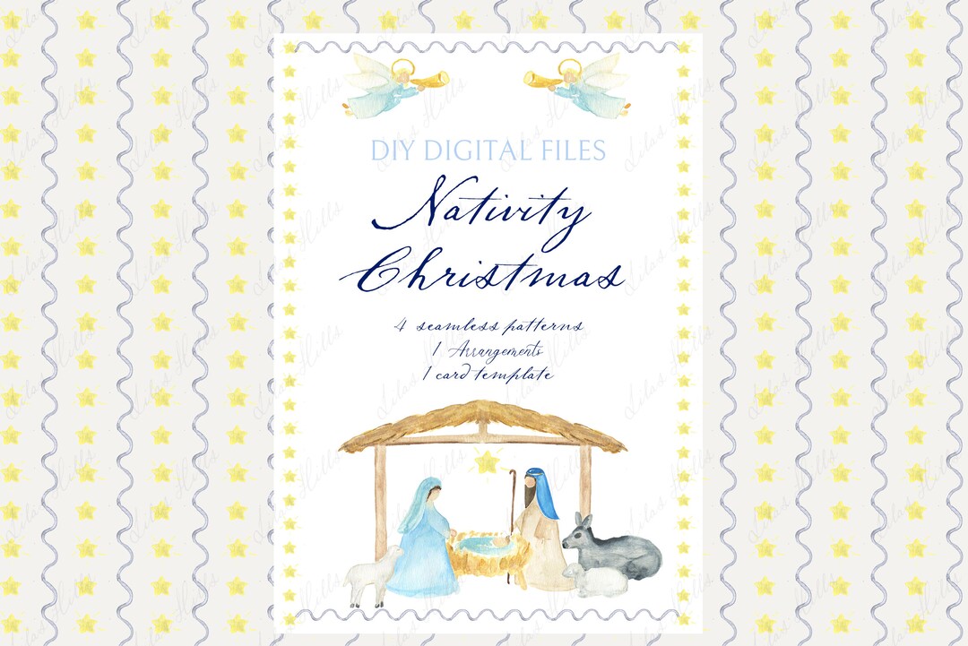 Nativity Christmas. DIY Digital Clipart. Digital Paper Frames - Etsy