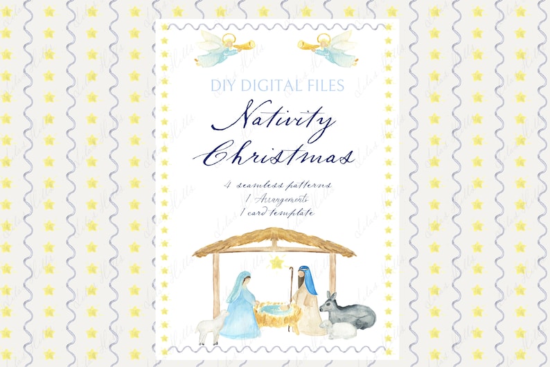 Nativity Christmas. DIY Digital Clipart. Digital Paper Frames Card ...