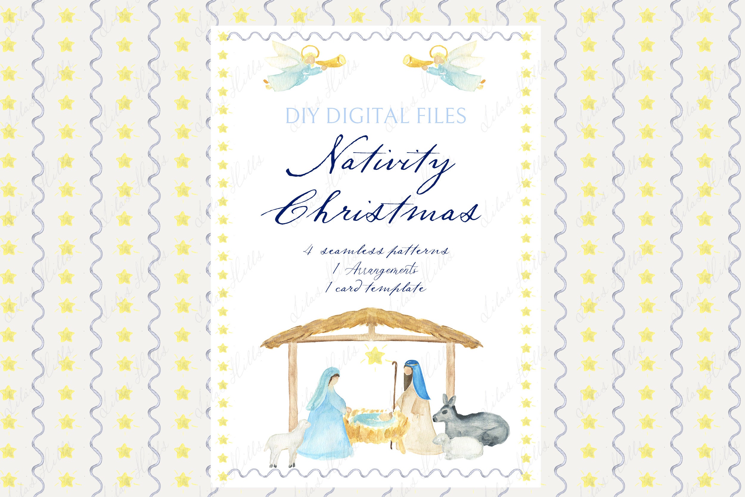 Nativity Christmas. DIY Digital Clipart. Digital Paper Frames Card ...