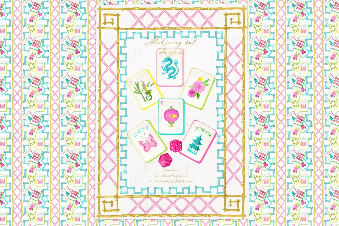 Mahjong Set PNG Watercolor DIY Joyful Clipart Chinoiserie Grand ...