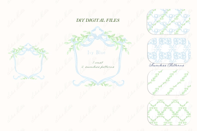 Ivy Branch Watercolor Light Blue Crest Baby Girl DIY Hospital Door Sign ...