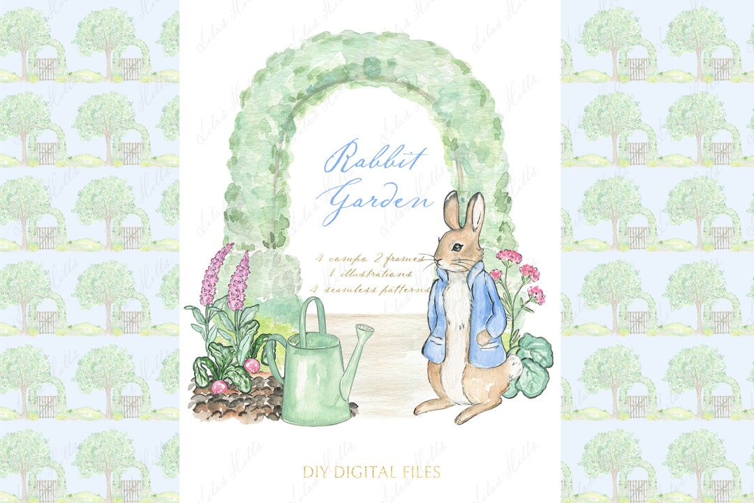Rabbit Garden Partydiy Digital Toile Greenery Paper Frames Peter Rabbit ...