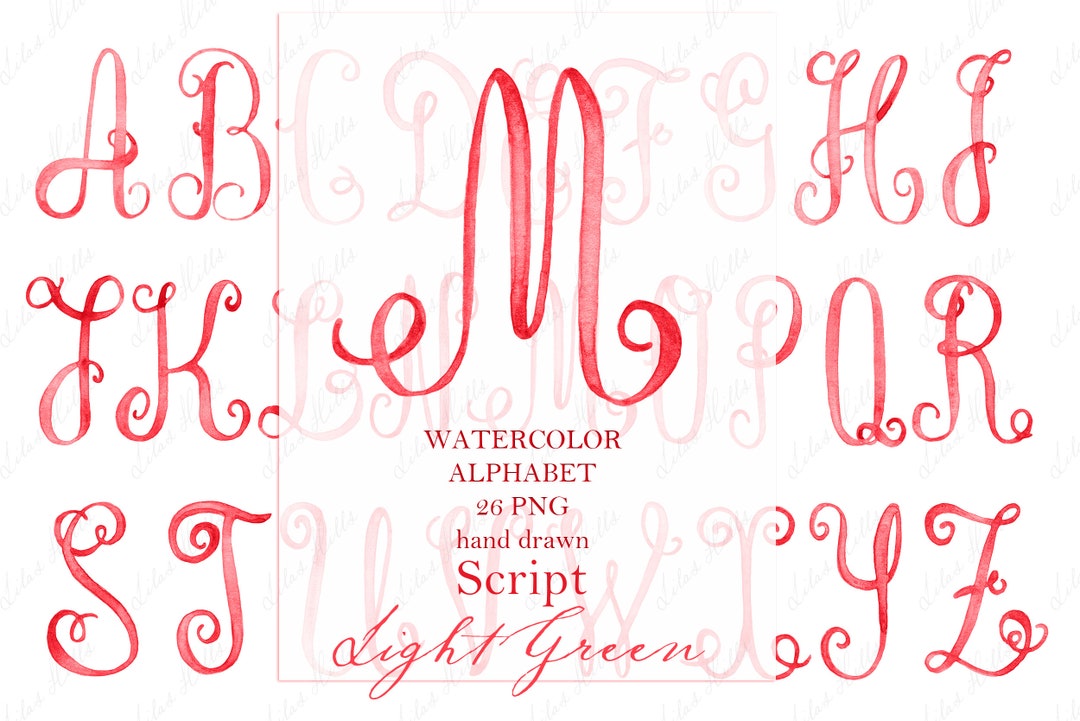 Watercolor Letters for Monogram PNG Calligraphy Script Letters for ...
