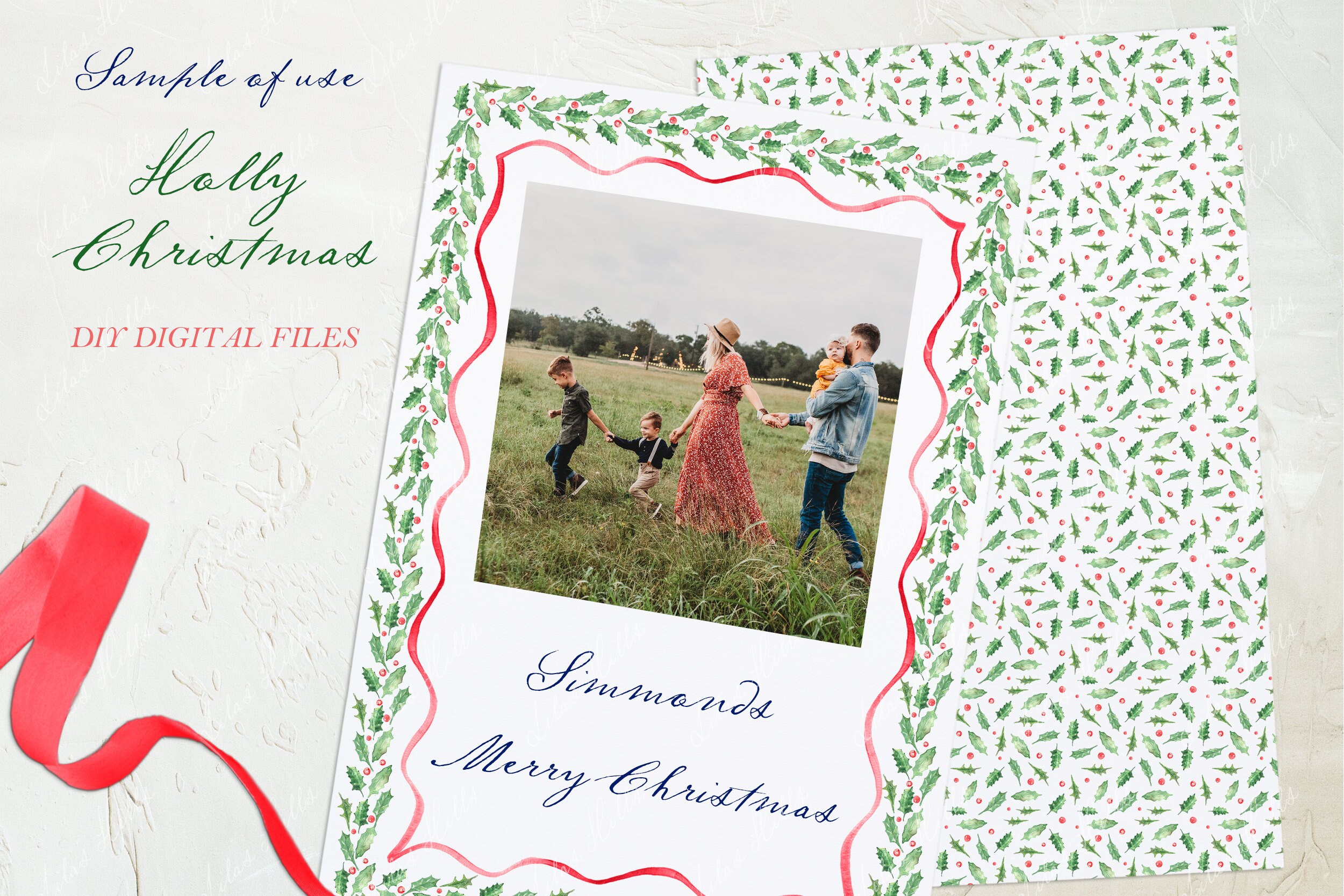 Holly Christmas. DIY Digital Clipart. Digital Paper Frames - Etsy