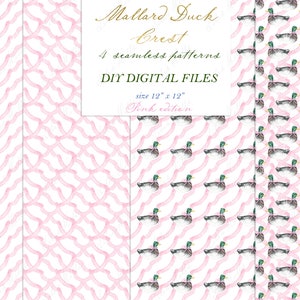 Mallard Duck Pink Wedding Family Crest DIY Light Pink Greenery Digital ...
