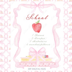 Teacher School Grand Millennial DIY Digital Clipart. Digital Paper ...