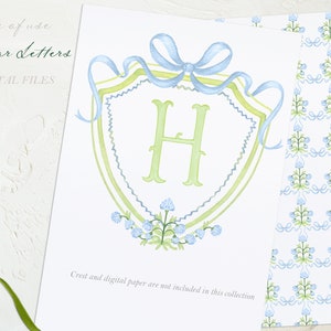 Watercolor Monogram Letters, Flourish Calligraphy PNG (digital Download ...