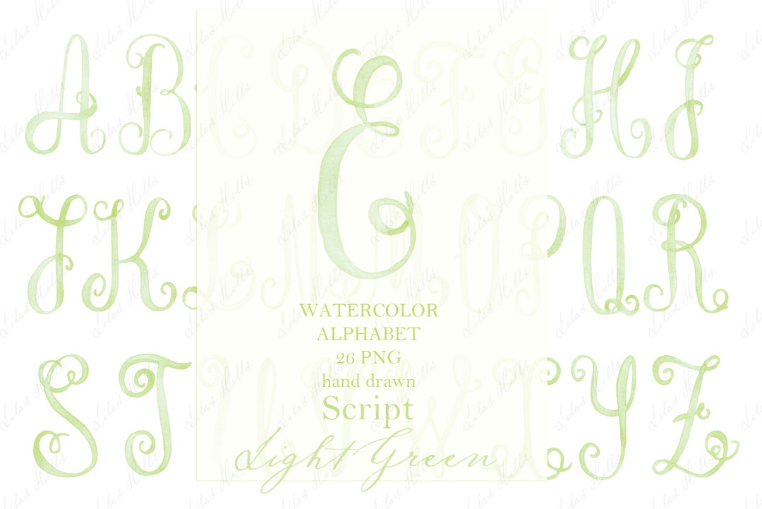 Watercolor Letters for Monogram PNG Calligraphy Script Letters for ...