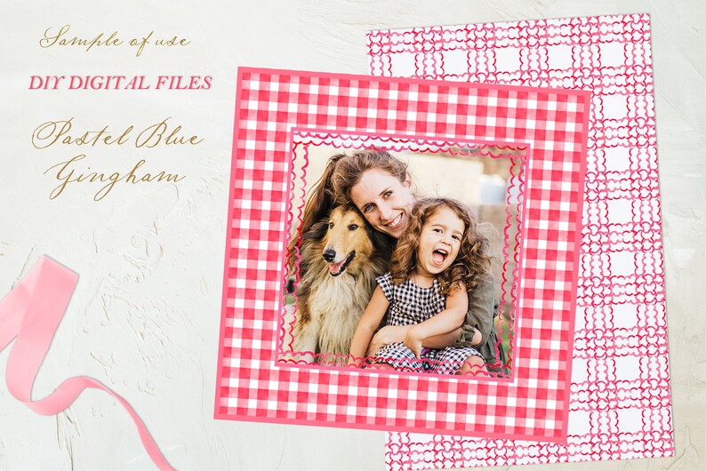 Gingham Red Pattern Frames DIY Baby Shower Invitation Digital Paper ...