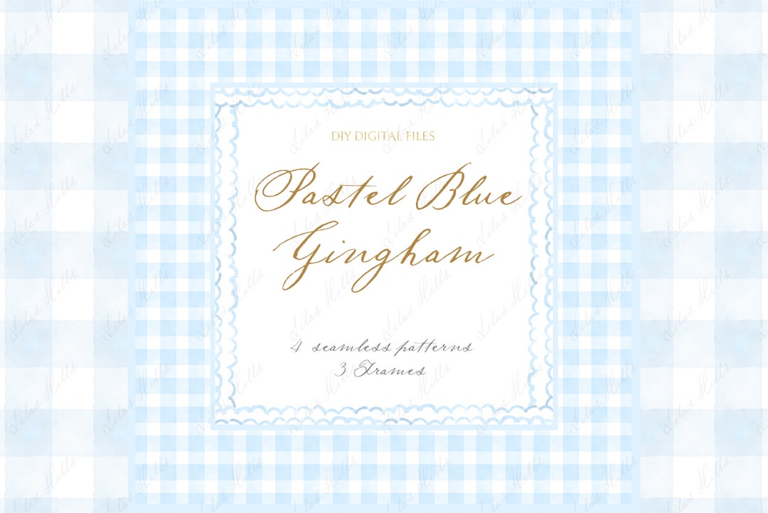 Gingham Pastel Blue Pattern Frames DIY Baby Shower Invitation Digital ...