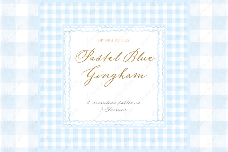 Gingham Pastel Blue Pattern Frames DIY Baby Shower Invitation Digital ...