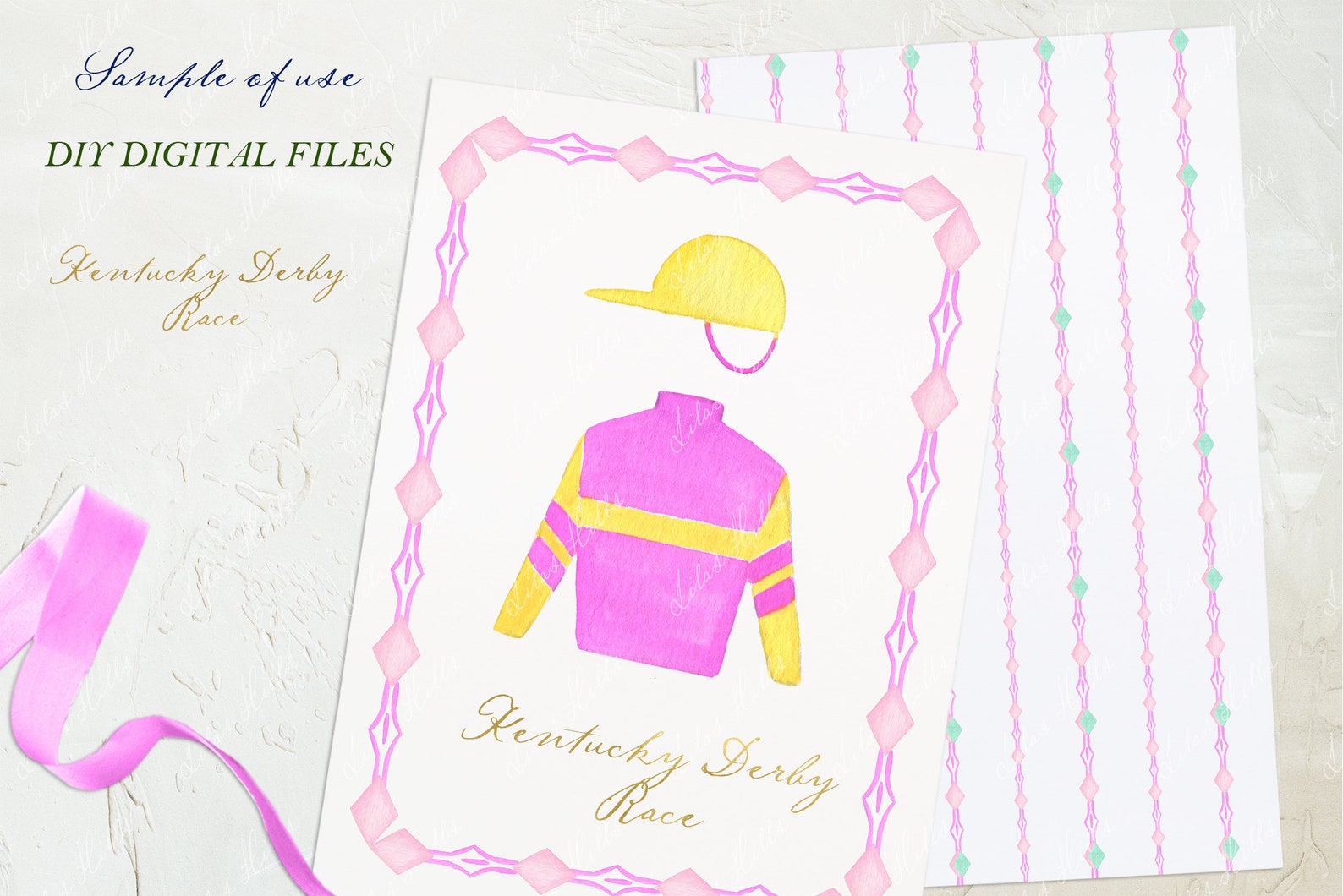 Kentucky Derby Horse Race Hat Jockey DIY Digital Clipart. Digital Paper ...