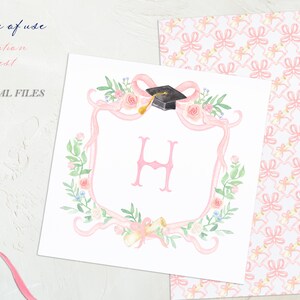 Graduation Pink Family Crest DIY Blush Pink Digital Papers Watercolor ...