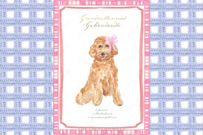 Goldendoodle Watercolor Clipart, Pattern & Frames (digital Download) - Etsy