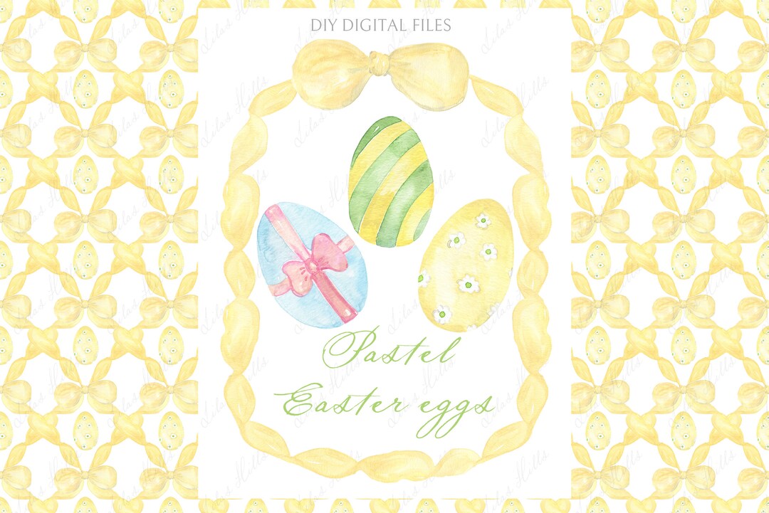 Pastel Easter Eggs DIY Digital Paper Frames Watercolor Clipart Grand ...