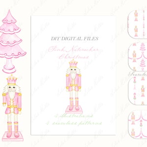 Pink Nutcracker Vintage Christmas Street Lamp. DIY Digital Paper ...