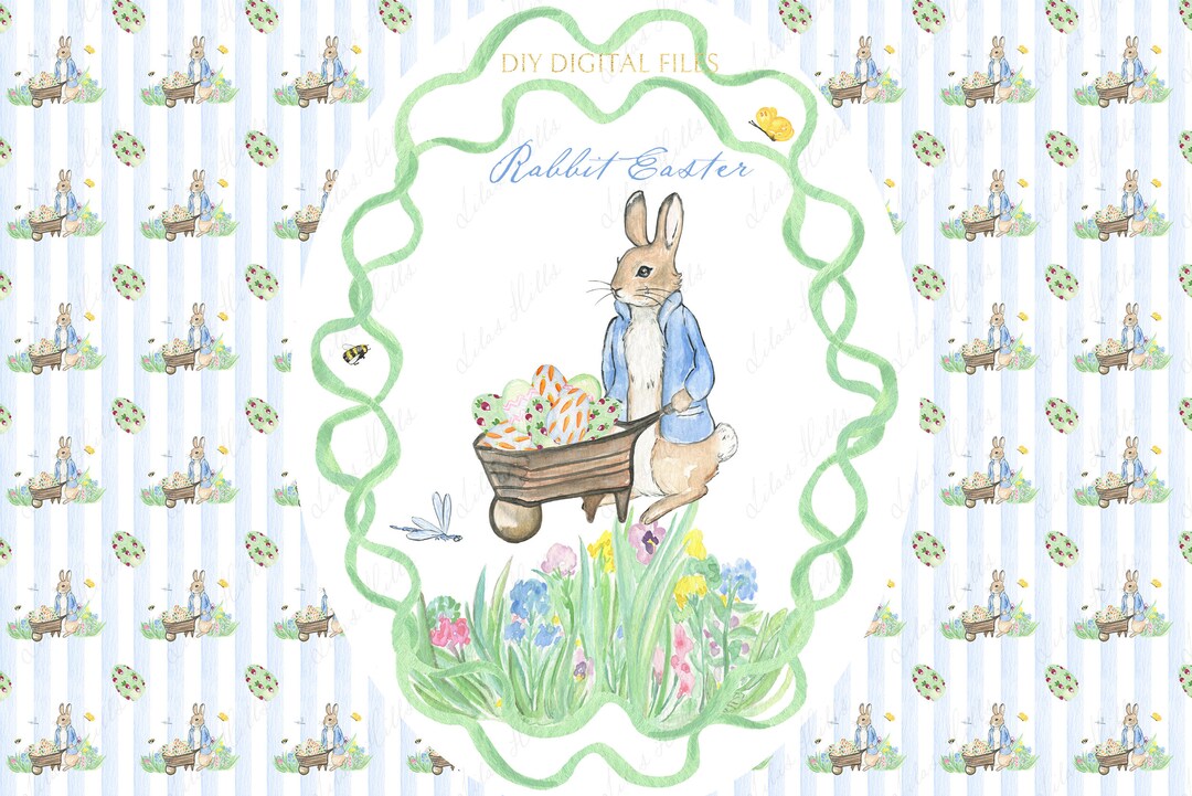 Easter Rabbit Spring DIY Digital Peter Rabbit Frame Grand Millennial ...