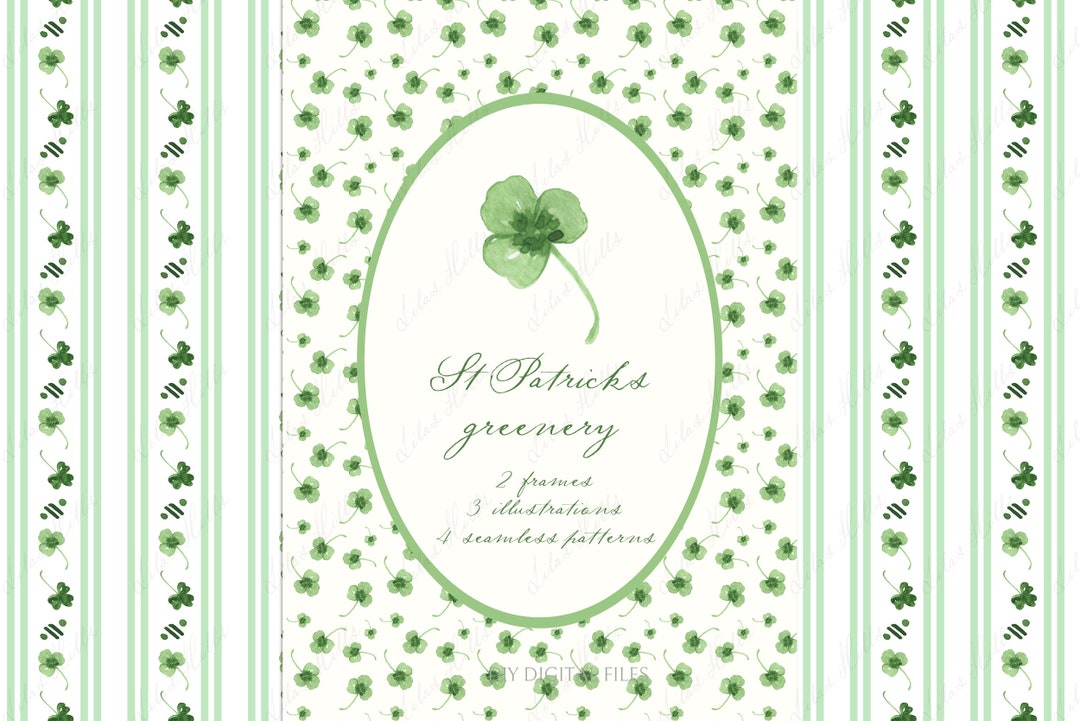 St Patricks Day Greenery DIY Digital Clipart. Digital Paper Frames - Etsy