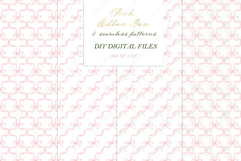 Watercolor Pink Ribbon Bow Clipart, Baby Shower Graphics (digital ...