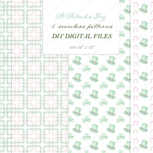 St Patrick's Day DIY Clipart. Pink Green Vintage Card Digital Paper ...