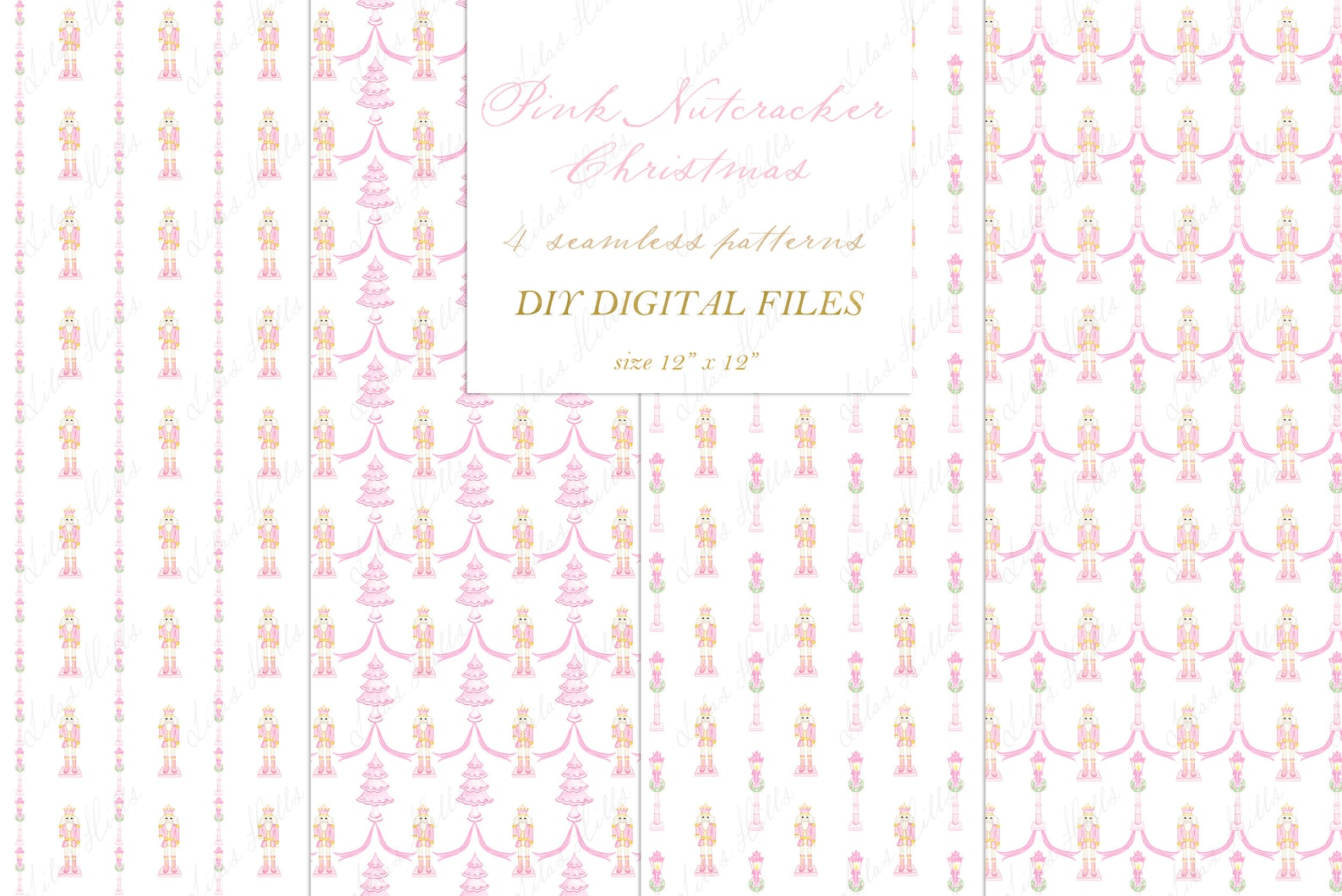 Pink Nutcracker Vintage Christmas Street Lamp. DIY Digital Paper ...
