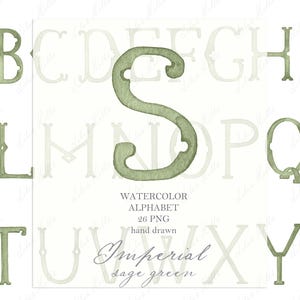 Wedding Monogram PNG Watercolor Green Vintage Calligraphy Letters for ...