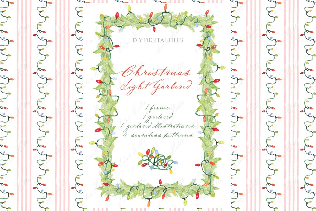 Christmas Light Garland . DIY Digital Clipart. Digital Paper Frames - Etsy