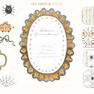 Halloween Grand Millennial DIY Digital Clipart. Frame Bow Digital Paper ...