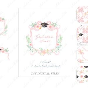 Graduation Pink Family Crest DIY Blush Pink Digital Papers Watercolor ...