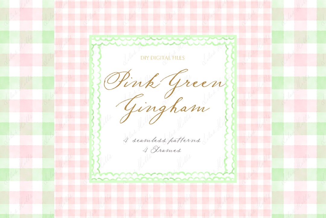 Gingham Pastel Pink Green Pattern Frames DIY Baby Shower Invitation ...