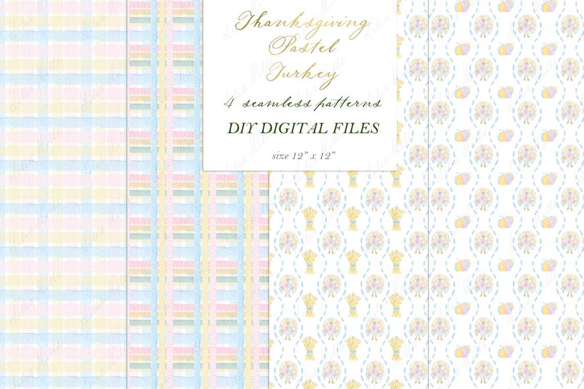 Thanksgiving Pastel Turkey DIY Digital Clipart. Autumn Digital Paper ...