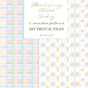 Thanksgiving Pastel Turkey DIY Digital Clipart. Autumn Digital Paper ...