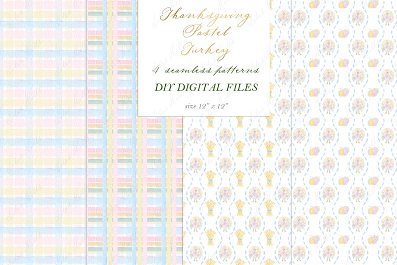 Thanksgiving Pastel Turkey DIY Digital Clipart. Autumn Digital Paper ...